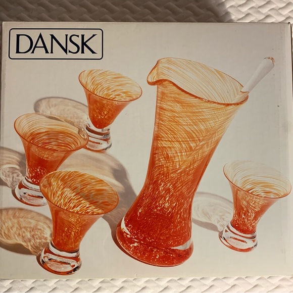 Dansk | Dining | Dansk Cocktail Pitcher Set Orange Crystal | Poshmark